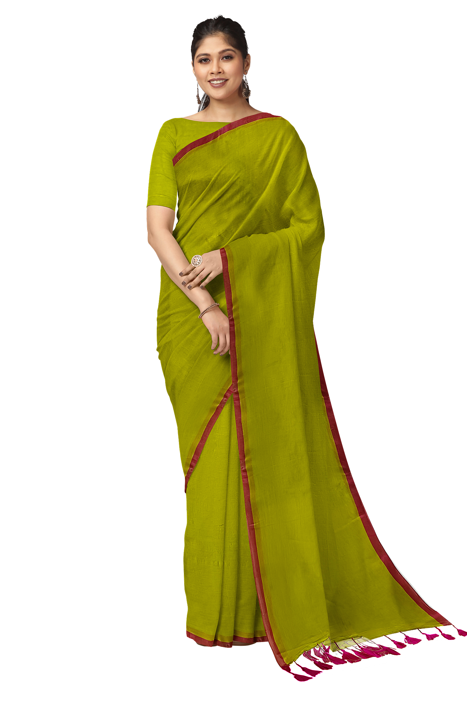 Green & Purple Handloom Soft Mull Cotton Saree -Balram Saha – Balaram Saha