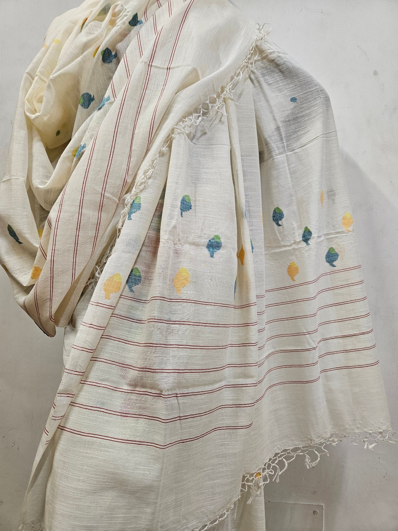 Timeless Classic: Off-White Cotton Jamdani Kurta Set by Balaram Saha